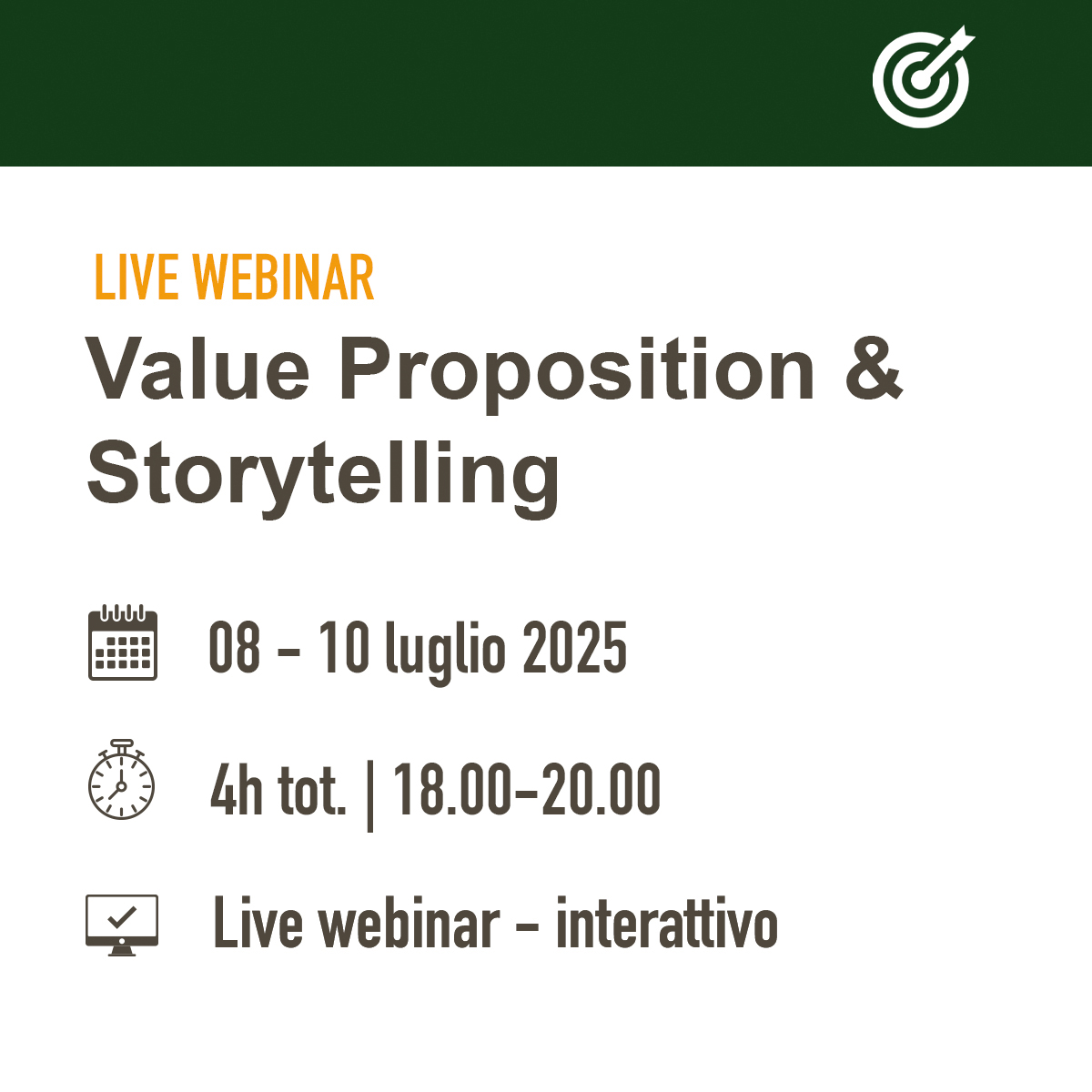 Live webinar VALUE PROPOSITION & STORYTELLING - Leadership Accelerator